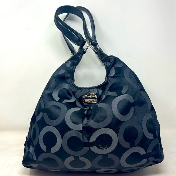Coach | Bags | Coach Madison Op Art Sateen Maggie Shoulder Bag | Poshmark